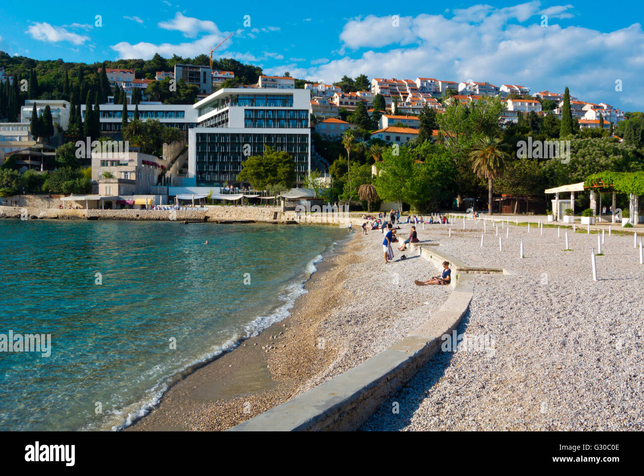 Plaza Lapad, beach in Lapad district, Dubrovnik, Dalmatia, Croatia ...