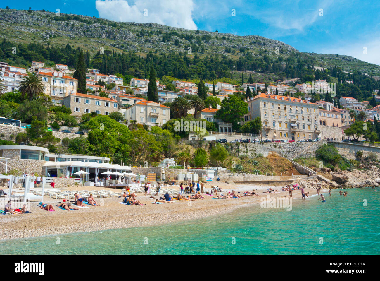 Banje Beach, Ploce district, Dubrovnik, Dalmatia, Croatia Stock Photo ...