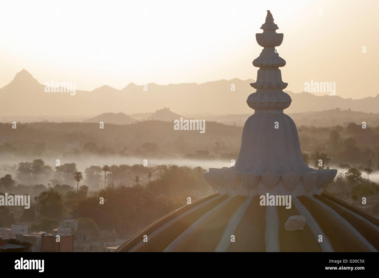 Dome of Deogarh Mahal Palace hotel at dawn, Deogarh, Rajasthan, India ...