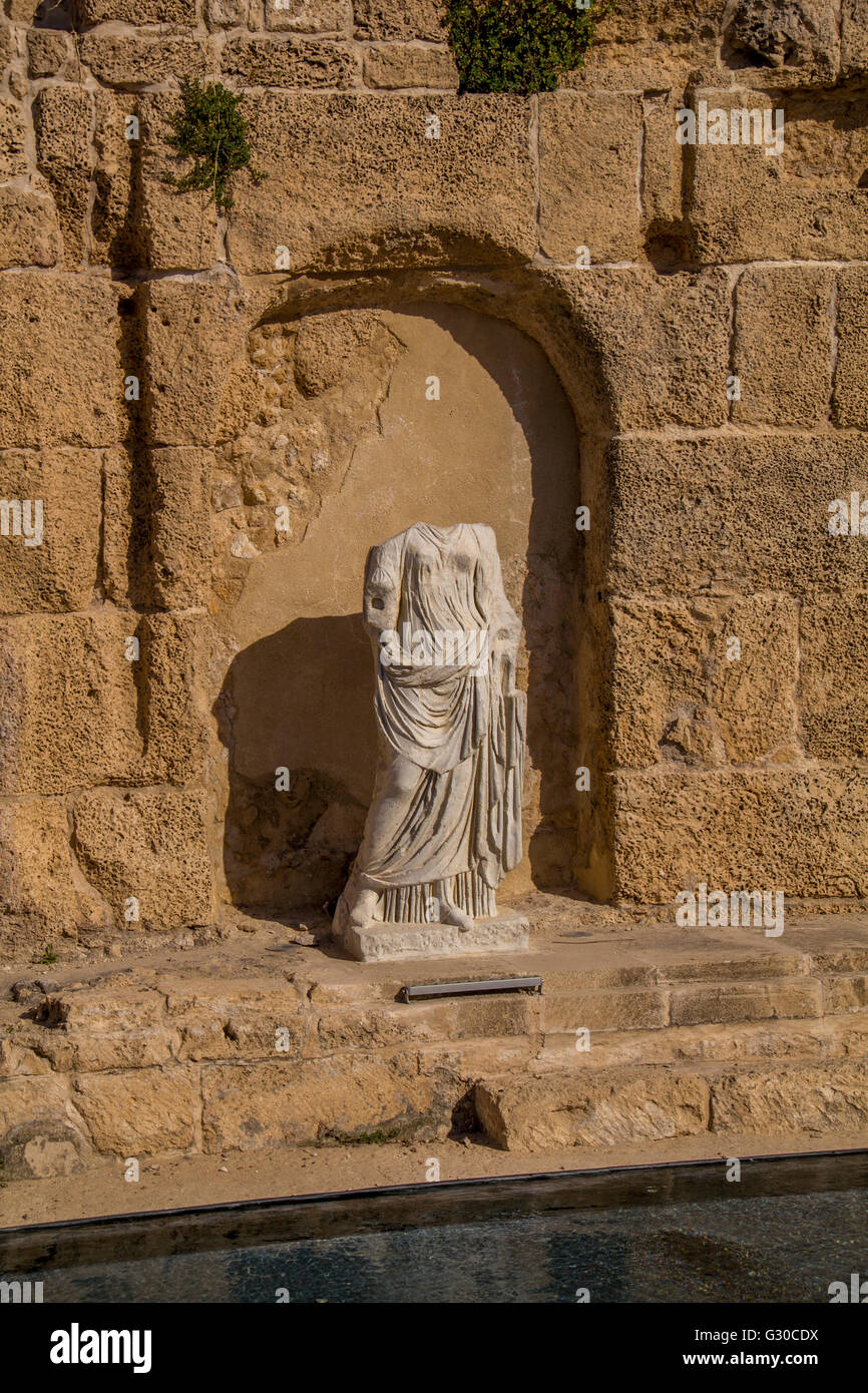 Ancient statue fragment in Romans villa ruins in Caesarea Maritima ...