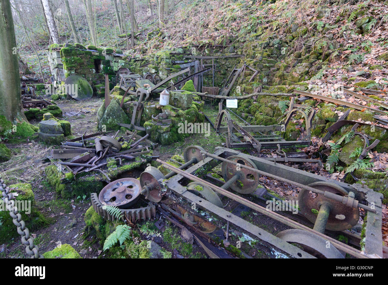 former quarry Wehlen : wagon and other machine parts at the " Alte ...