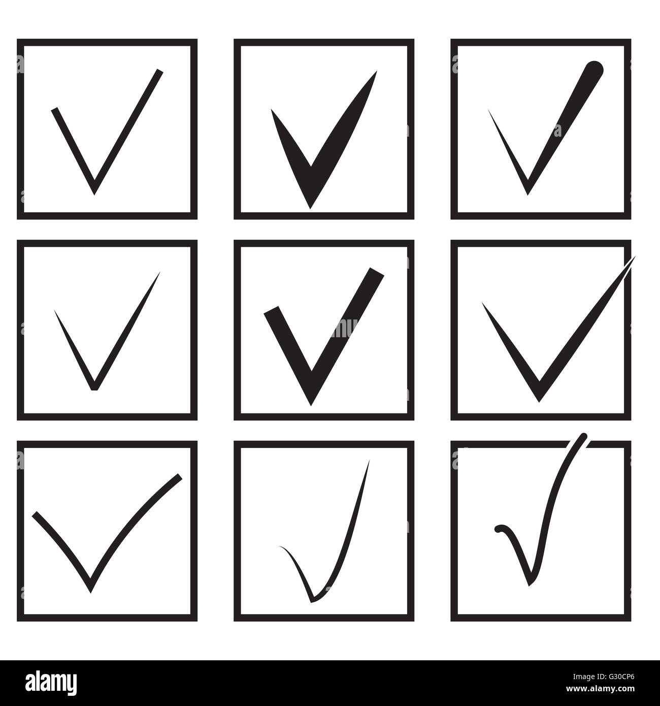 Set of check boxes flat. Check mark and sign positive mark vector ...