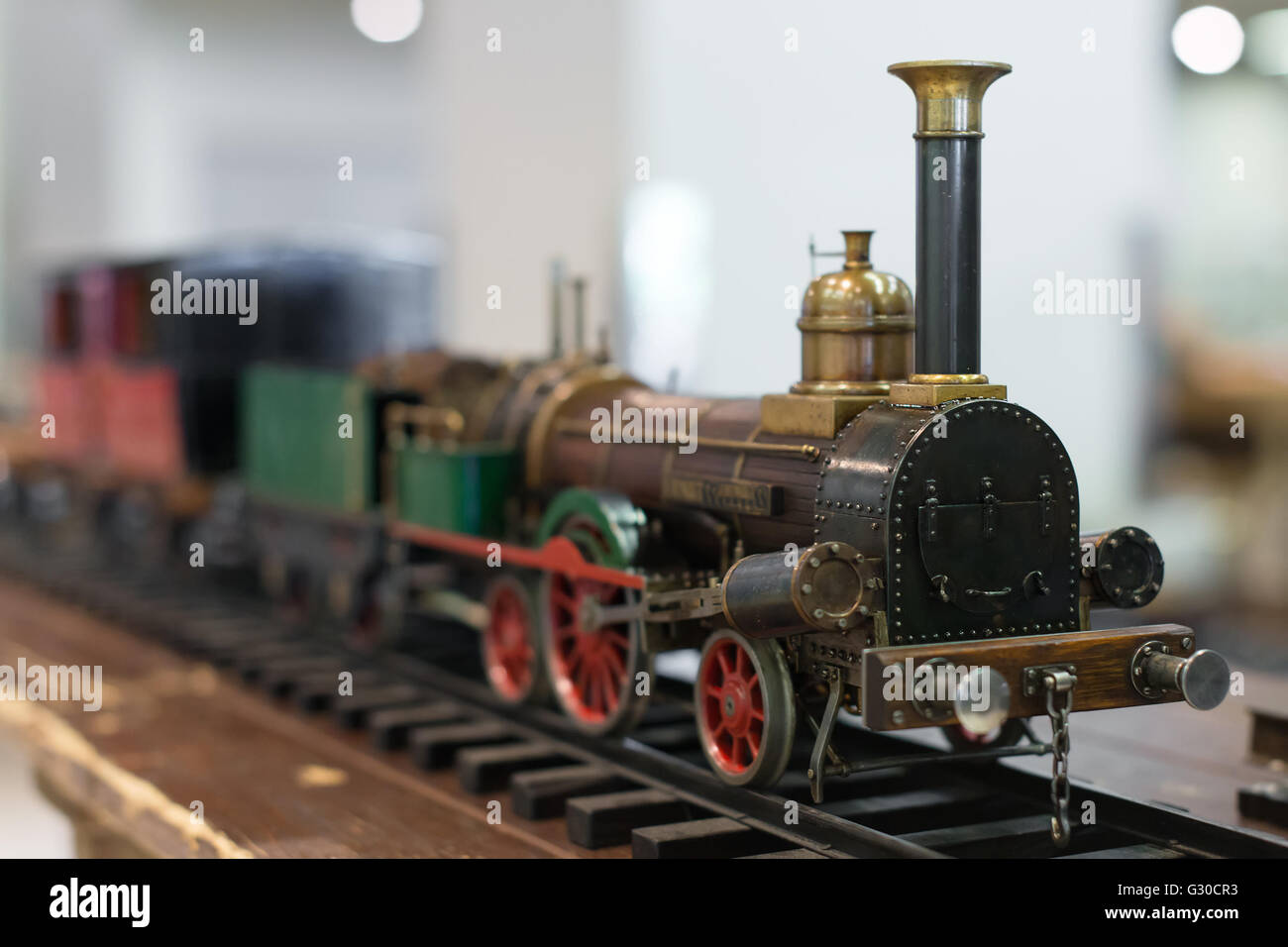 Miniature model of vintage train with wagons Stock Photo - Alamy