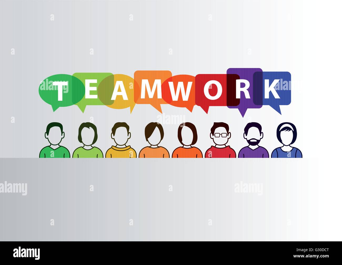 Teamwork concept as vector illustration of group of people working ...