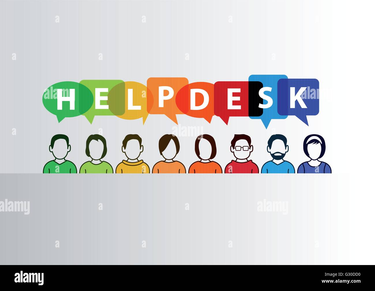 Helpdesk vector illustration of group of call center employees ready to ...