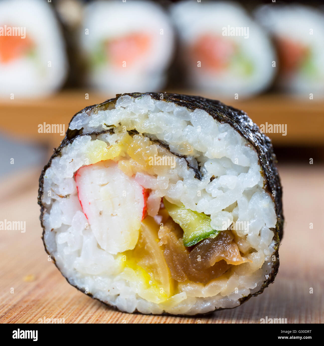 Close up of sushi, Japanese seafood Stock Photo - Alamy