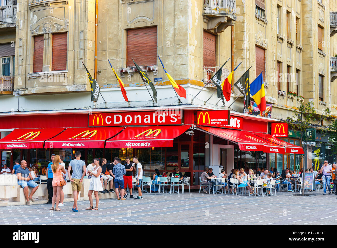 TIMISOARA, ROMANIA - JULY 22, 2014: McDonalds restaurant at Pia?a ...