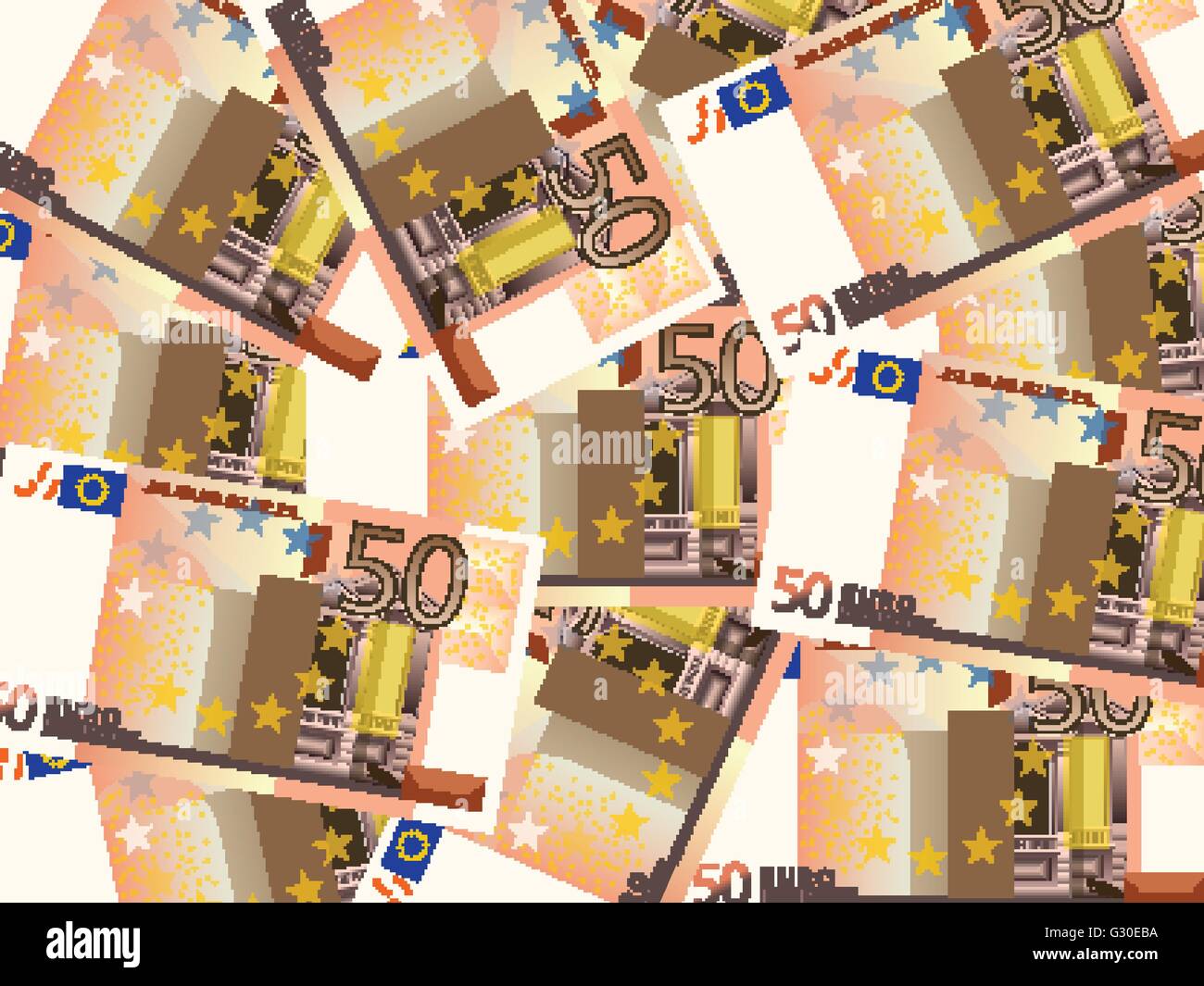 Background from a fifty euro banknotes. Vector illustration Stock ...