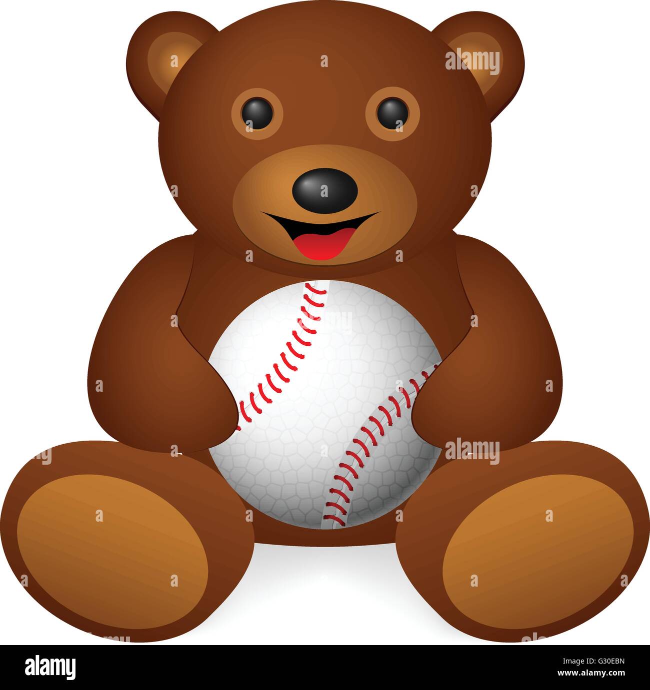 Teddy bear baseball ball on a white background. Vector illustration ...