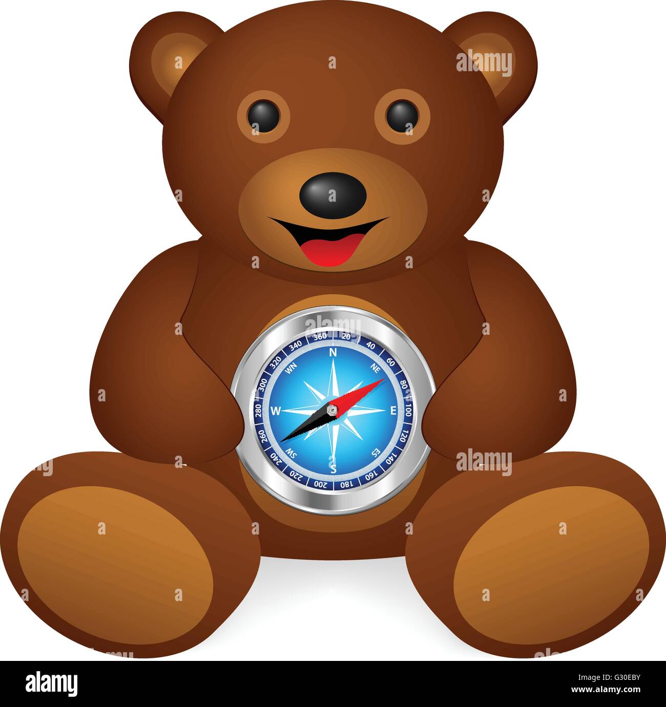 Teddy bear compass on a white background. Vector illustration Stock ...