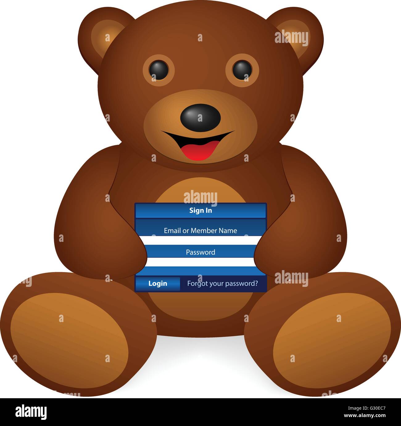 Teddy bear login on a white background. Vector illustration Stock ...