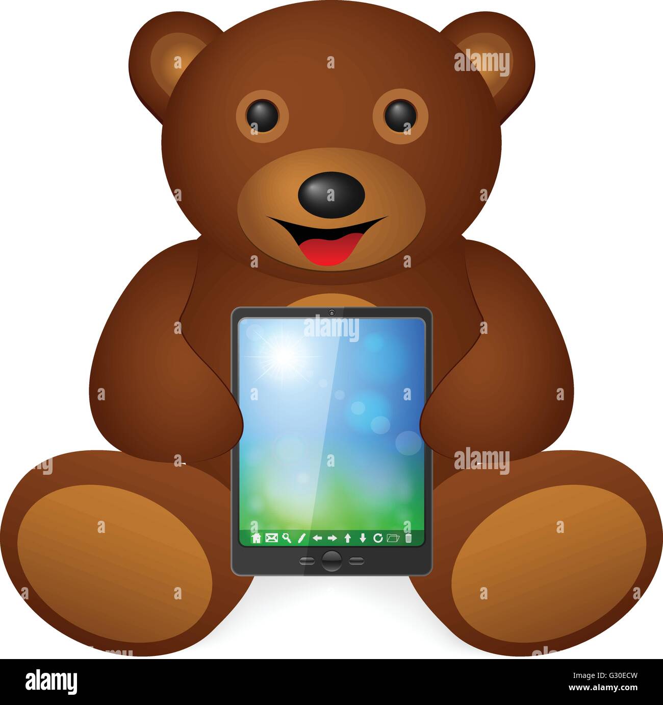 Teddy bear tablet on a white background. Vector illustration Stock ...