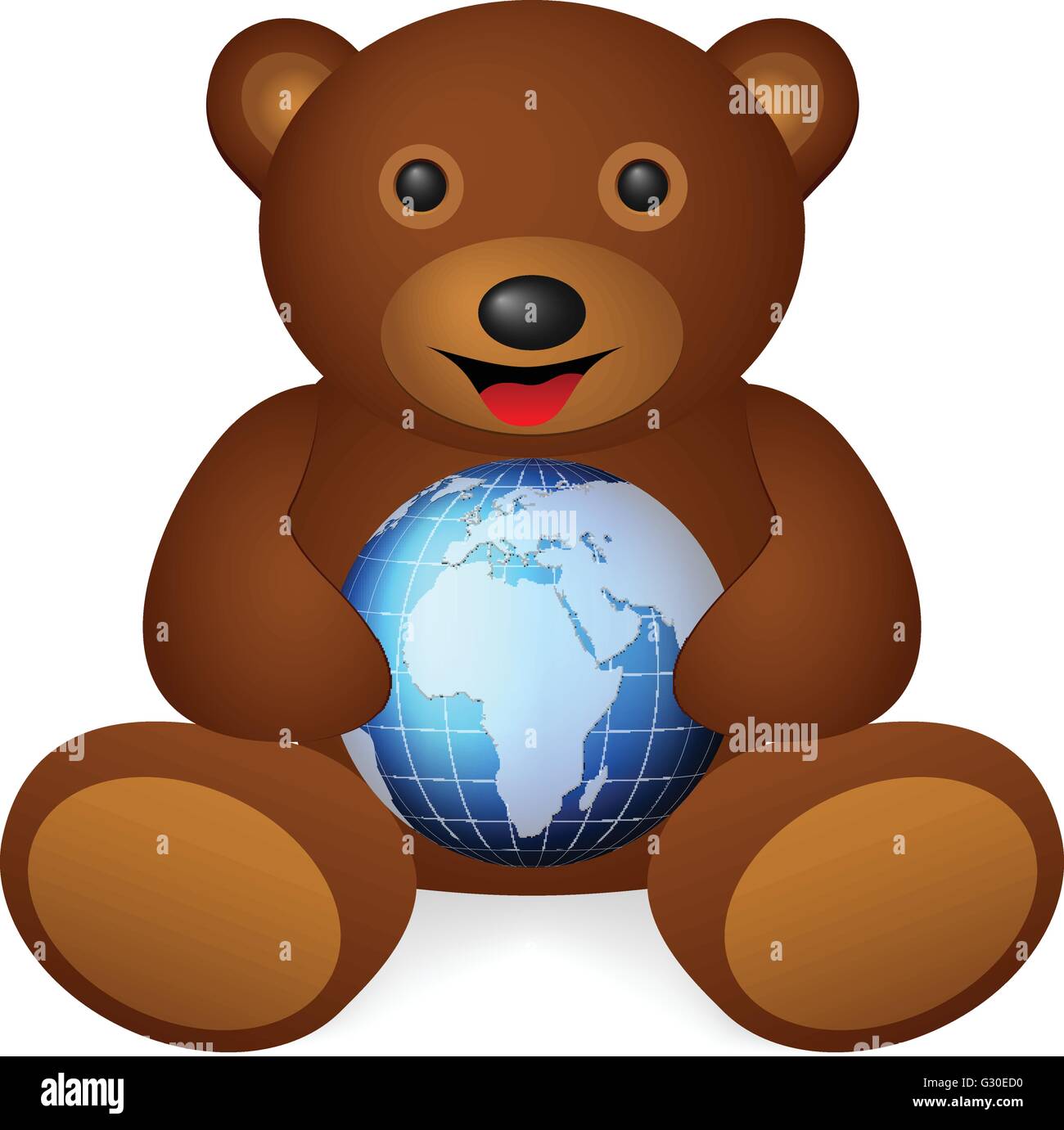Teddy bear world globe on a white background. Vector illustration Stock ...