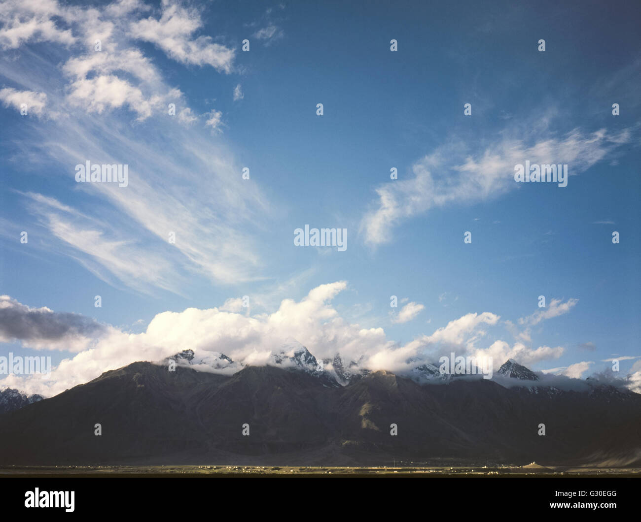 India Padum village Zanskar mountain region glacier clouds Stock Photo ...