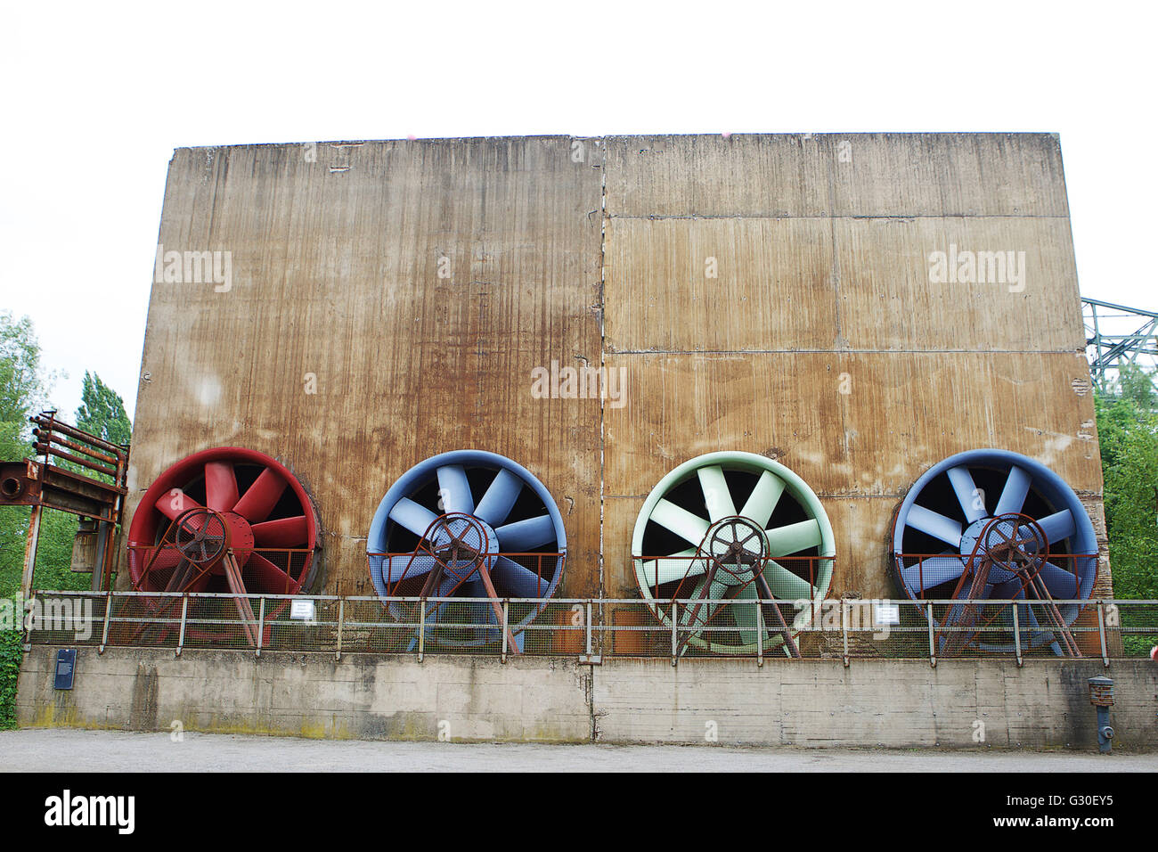 Colourful fans on an abandoned industrial plant Stock Photo - Alamy