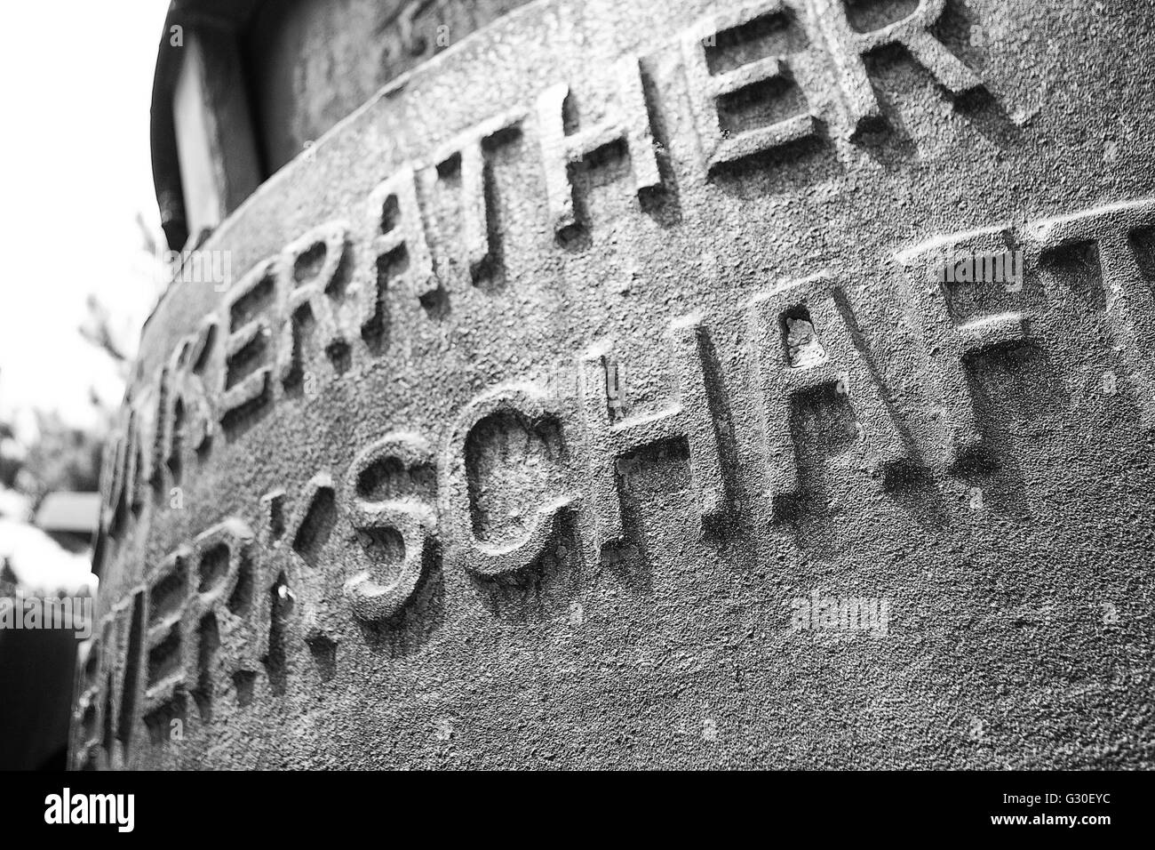 Closeup of the smelting tank with large letters Stock Photo - Alamy