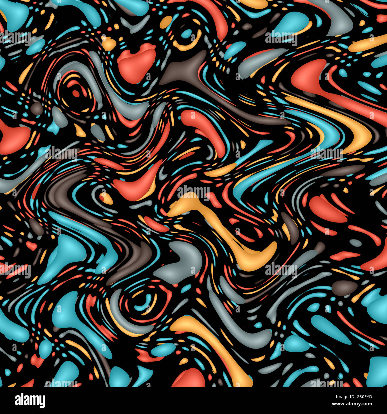 Stirred colors on a black background. Abstract colorful digital art ...