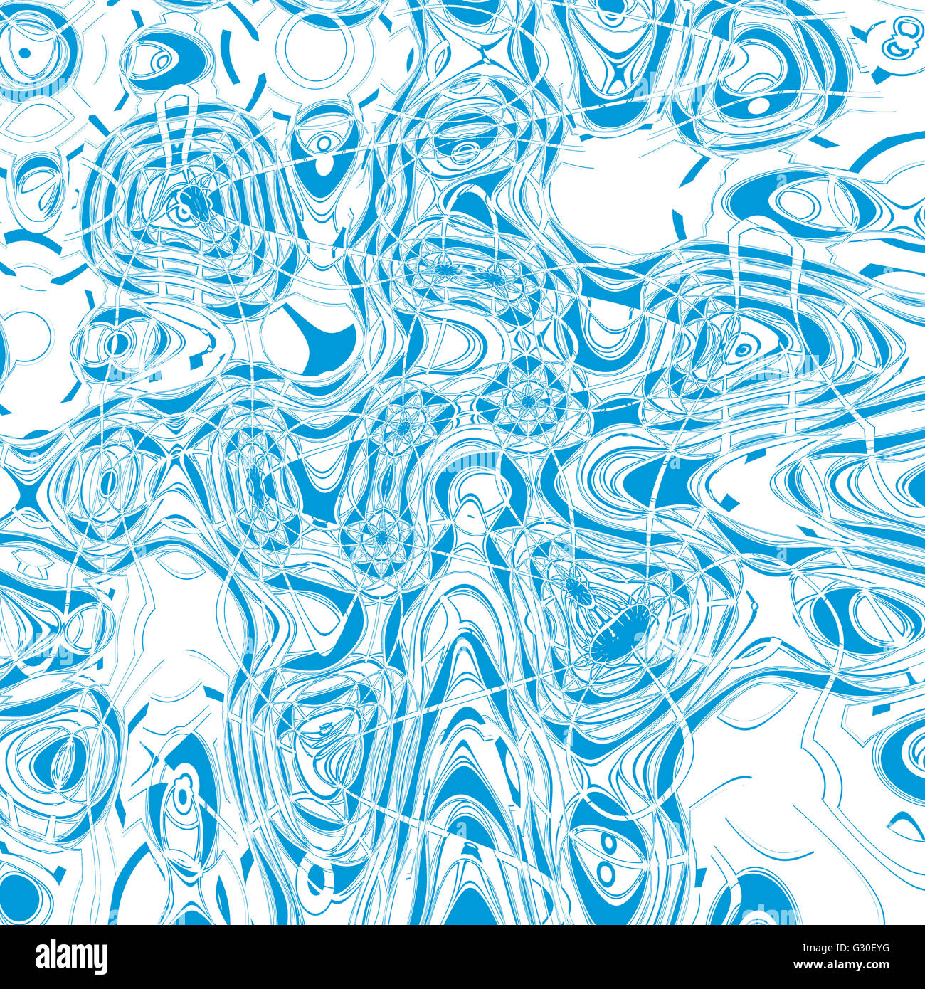 Blue organic monotone abstract on white background. Digital art Stock ...