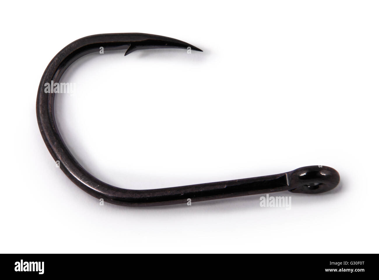 Black fish hook isolated on white. Clipping path inside Stock Photo - Alamy