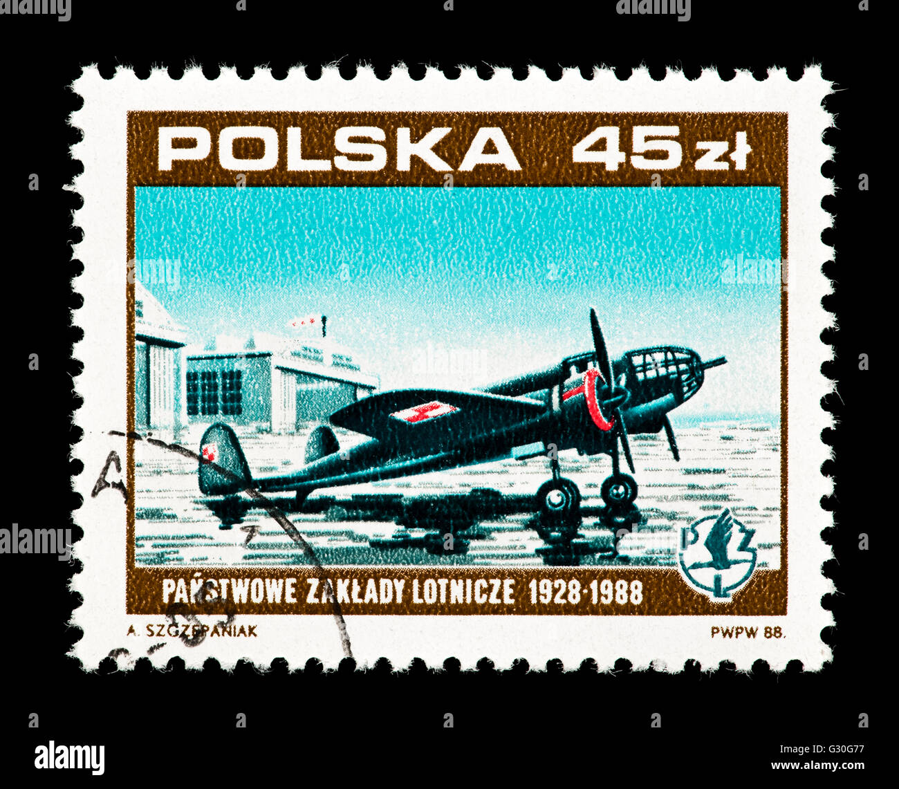 Postage stamp from Poland depicting Los Elk plane and State Aircraft ...