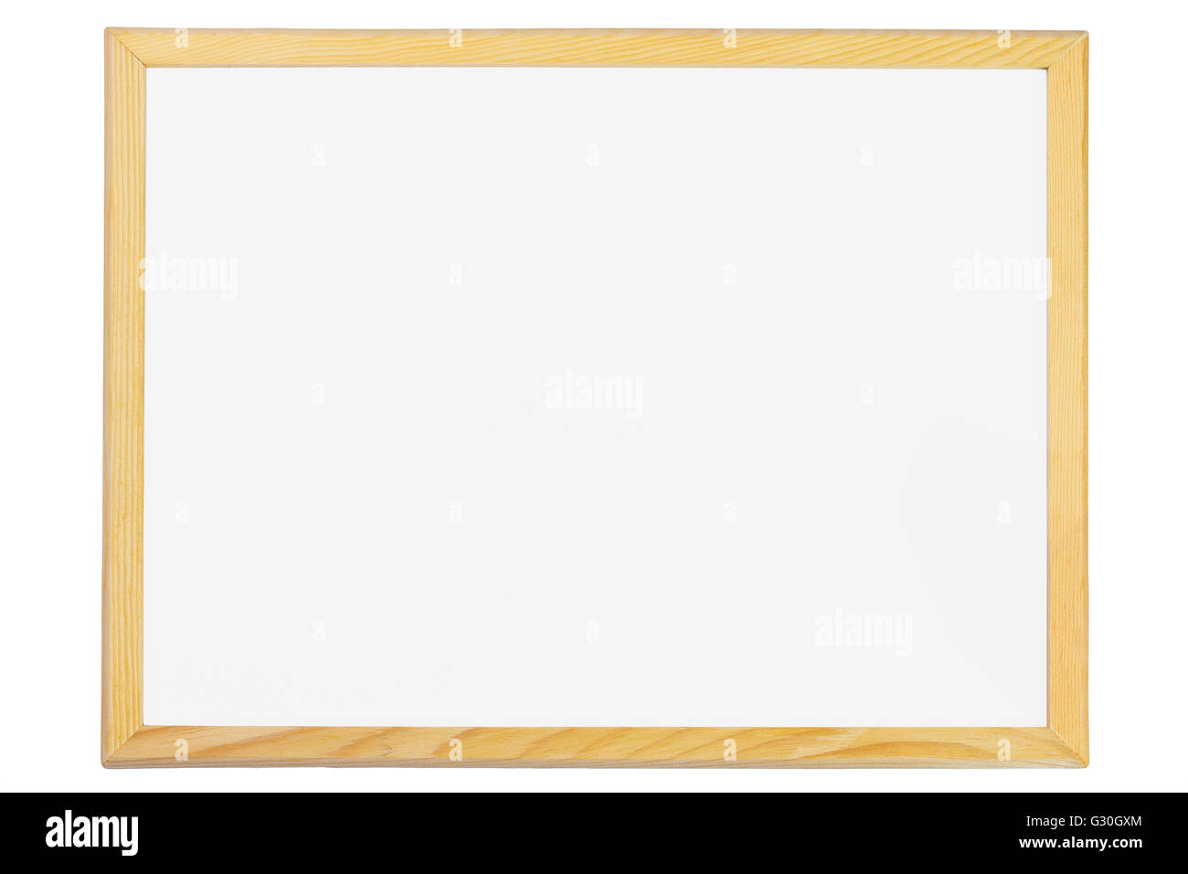 Blank White Board with Wooden Frame Stock Photo - Alamy