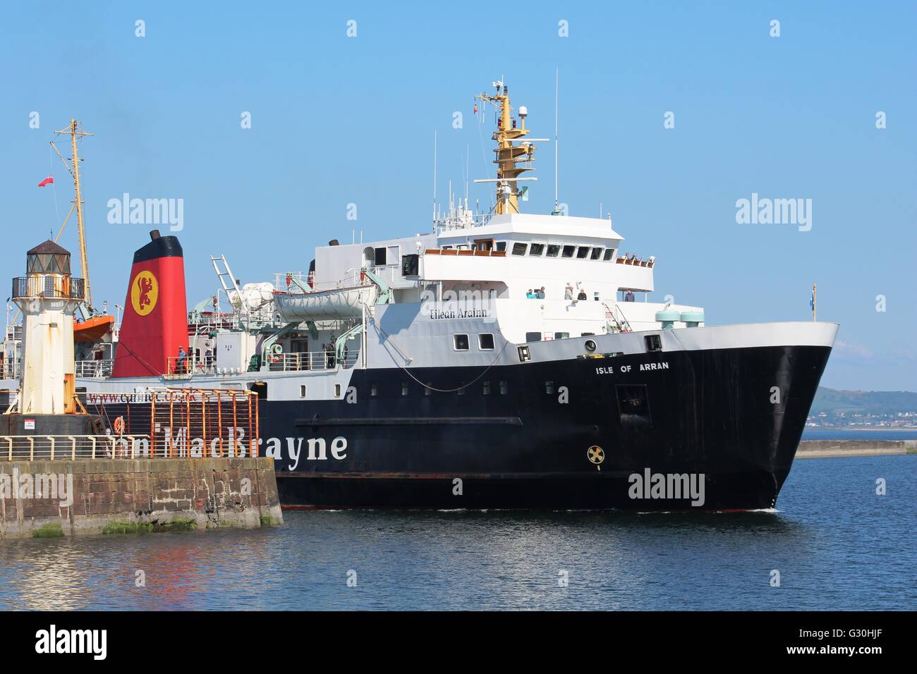 Isle of Arran Caledonian MacBrayne ferry entering Ardrossan harbor from ...