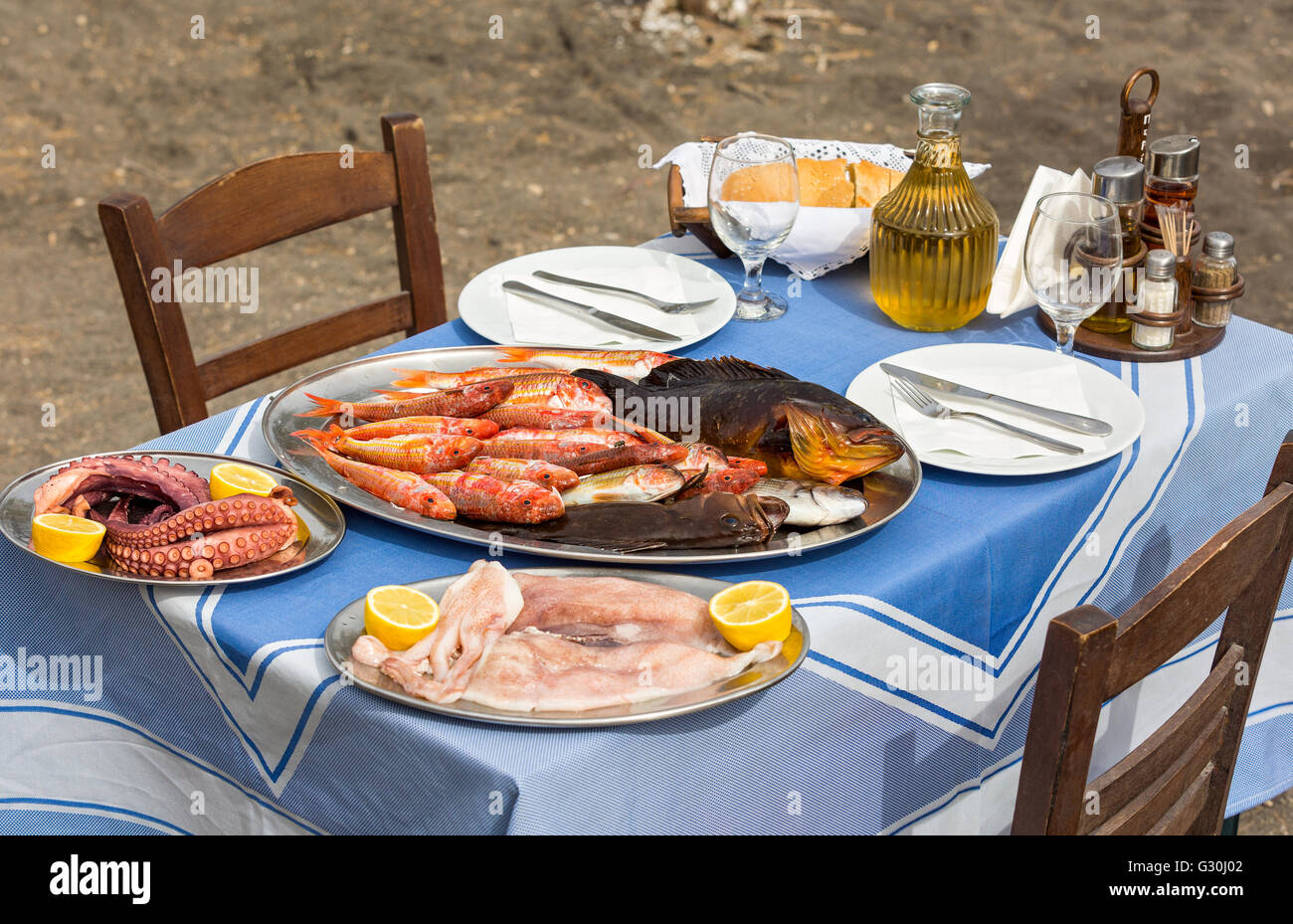 Fish restaurant by the sea, the choice of fish for cooking Stock Photo ...