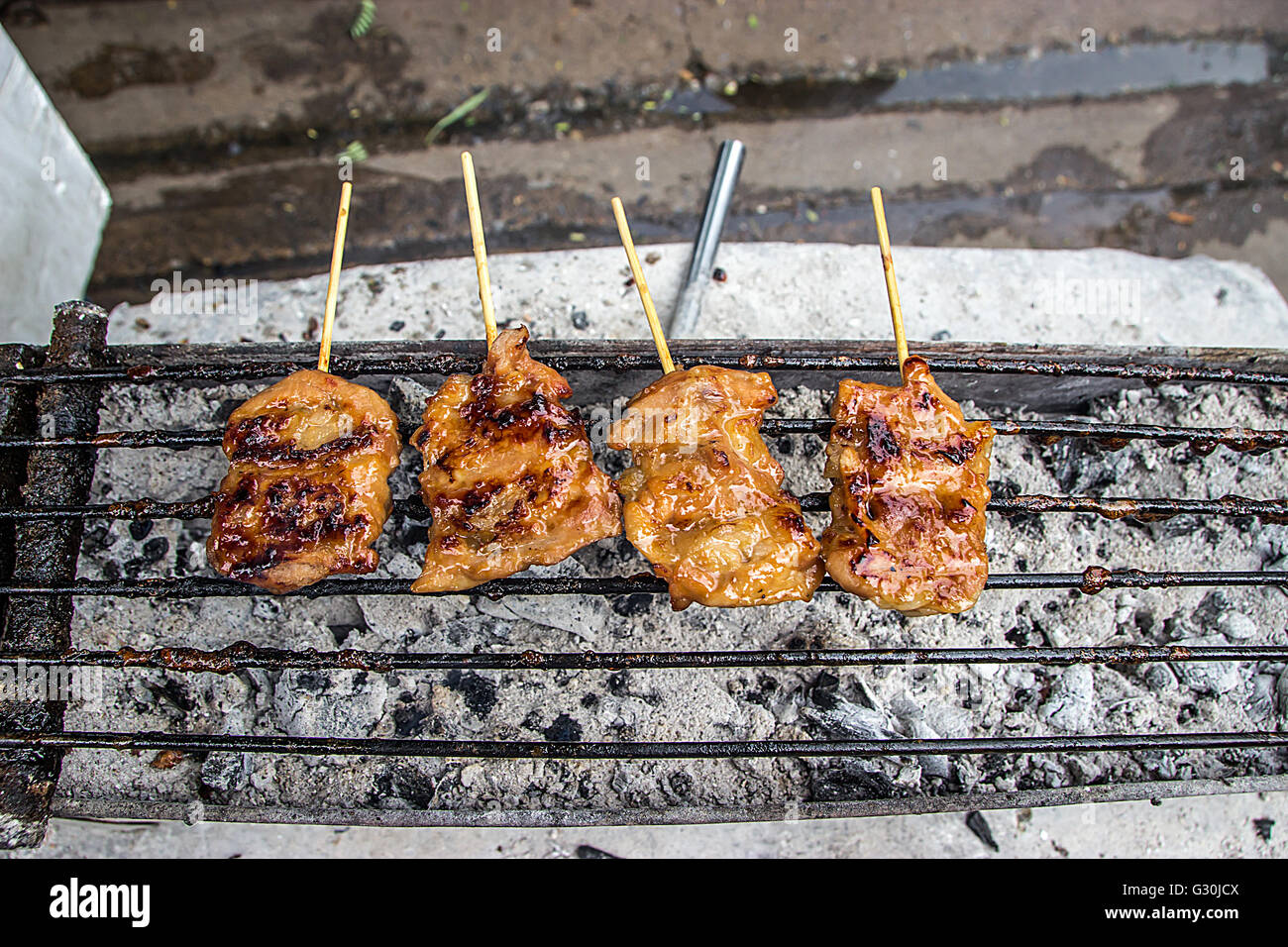 Grilled pork on the grill Stock Photo - Alamy