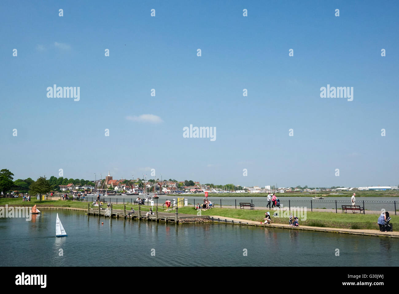 Maldon promenade park, The boating lake, Essex, England, UK - Spring ...