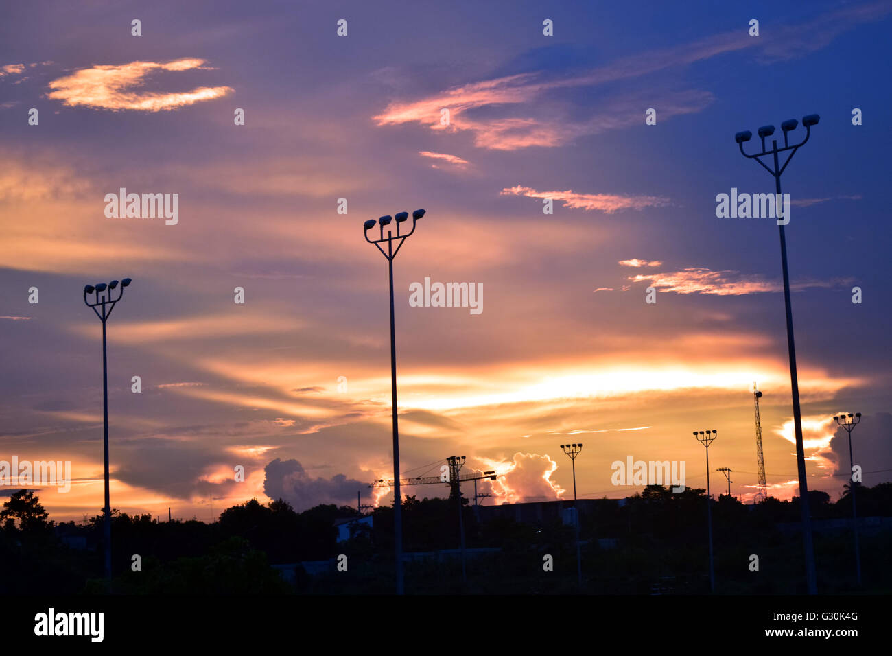 Soccer Field Sunset Stock Photo - Alamy