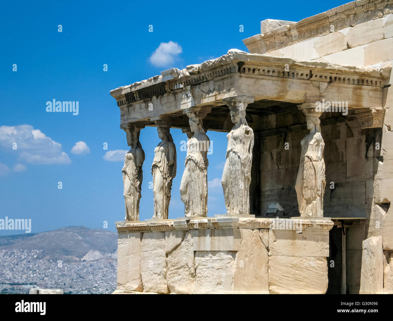 The Porch of Maidens on the south side of the temple of Erechtheion on ...