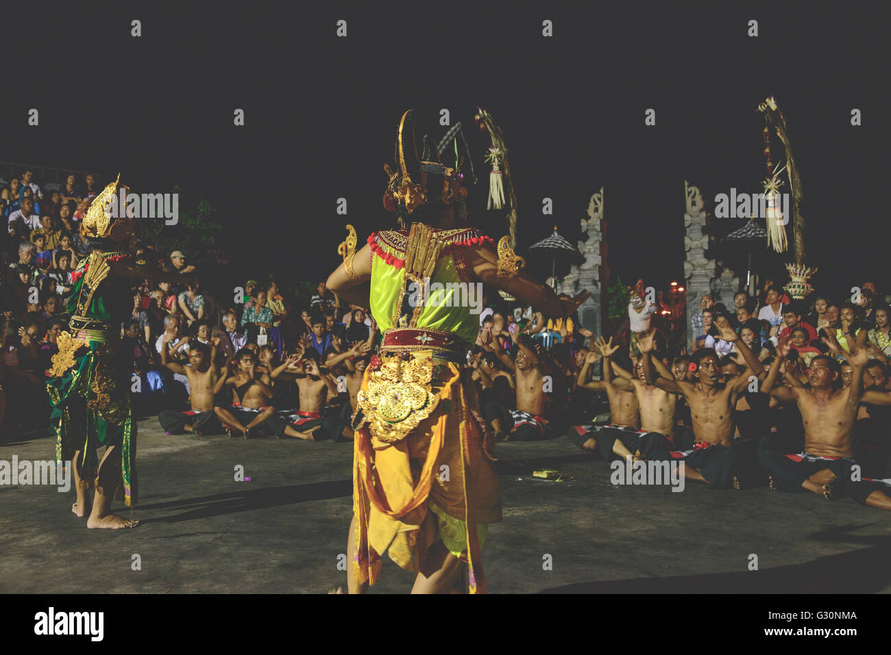 The Balinese fire dance performance in Uluwatu, Bali Stock Photo - Alamy