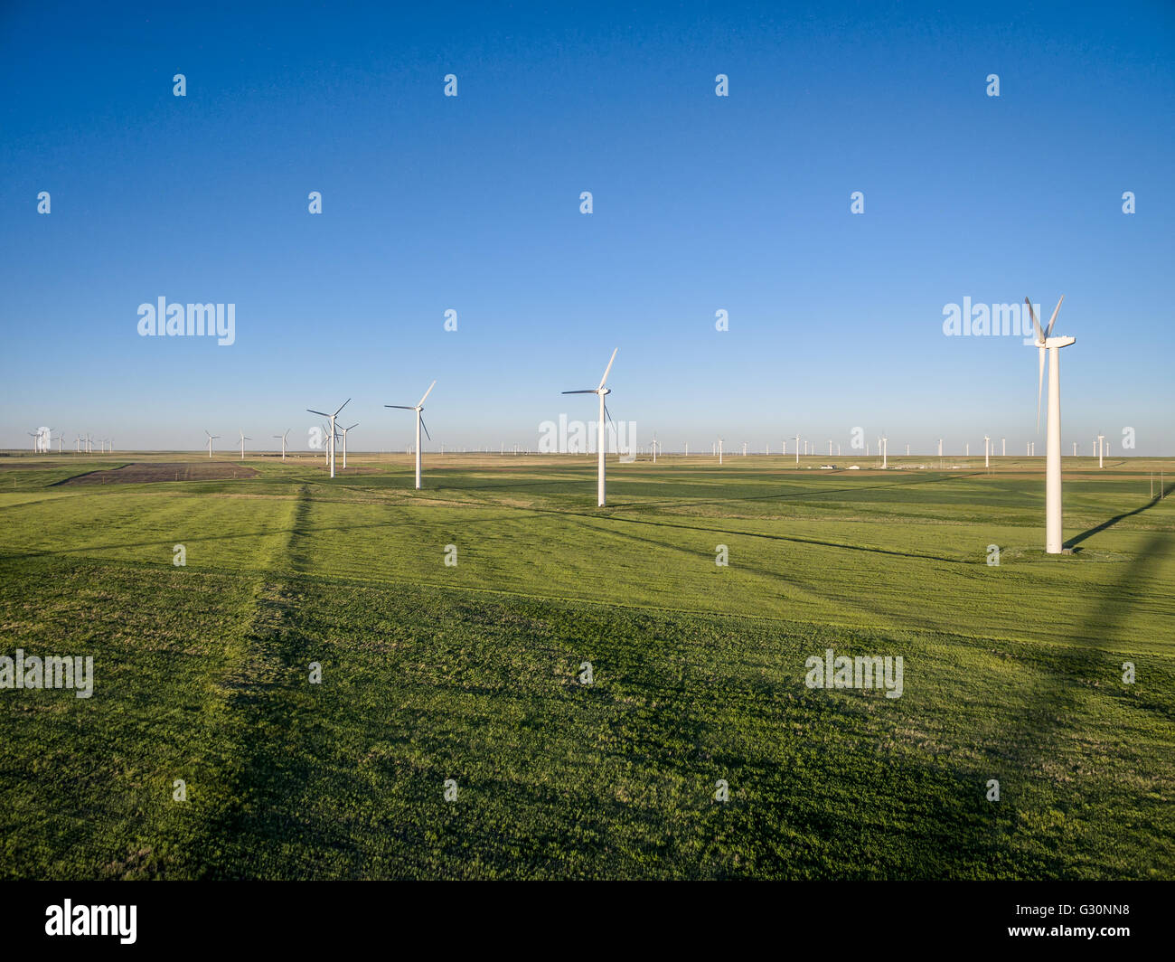 windmill farm at Pawnee National Grassland near Grover, Colorado ...