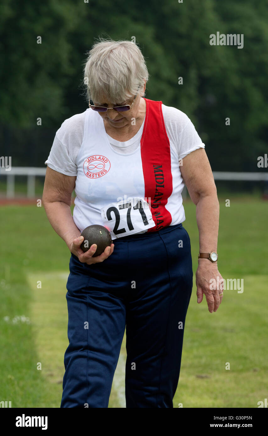 Masters athletics UK. Women`s shot put Stock Photo - Alamy