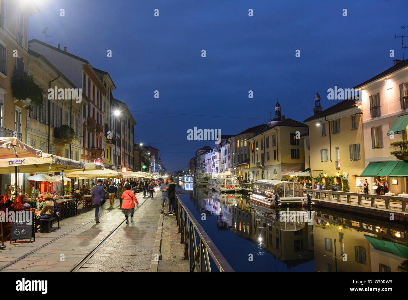 Channel naviglio grande in the district navigli hi-res stock ...