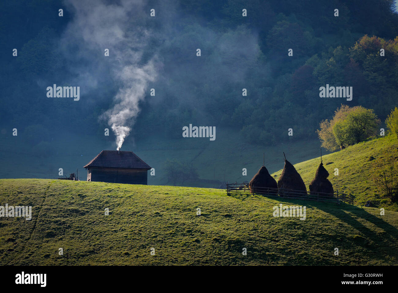 Chimney smoke cabin hi-res stock photography and images - Alamy