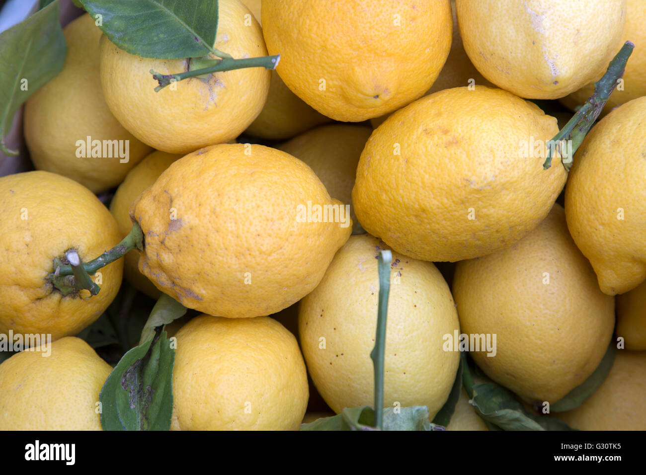Lemon Fruit Background on Market Stall Stock Photo - Alamy