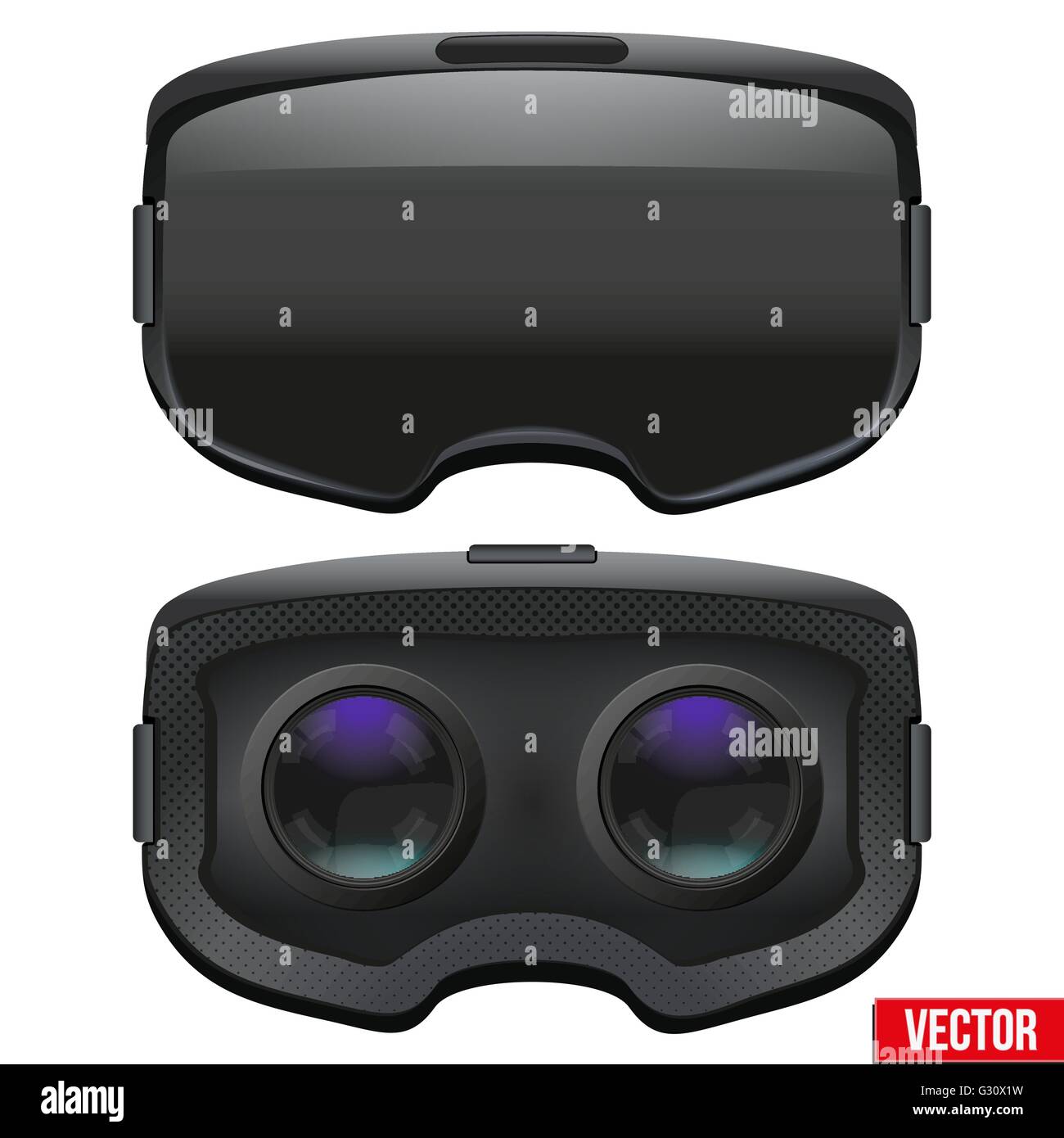Set of Original stereoscopic 3d vr headset. Front and Inside view ...