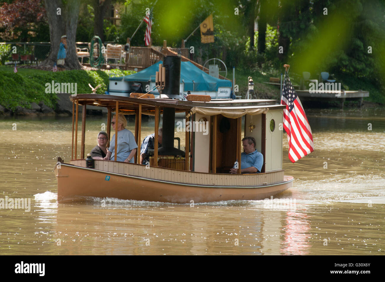 Cute little boat on Erie Canal Stock Photo - Alamy