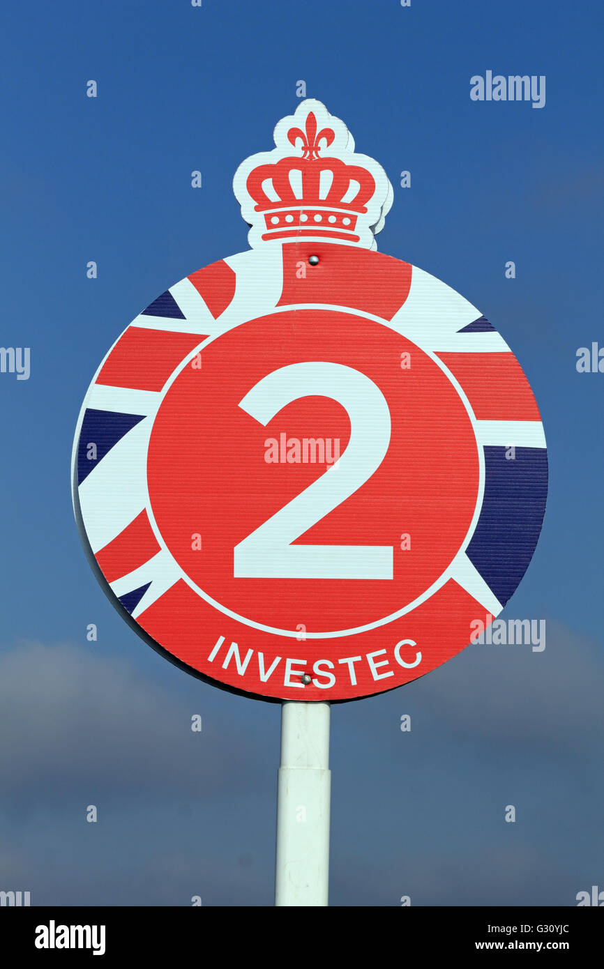 Two furlong marker at Epsom Downs race course Surrey England UK Stock ...