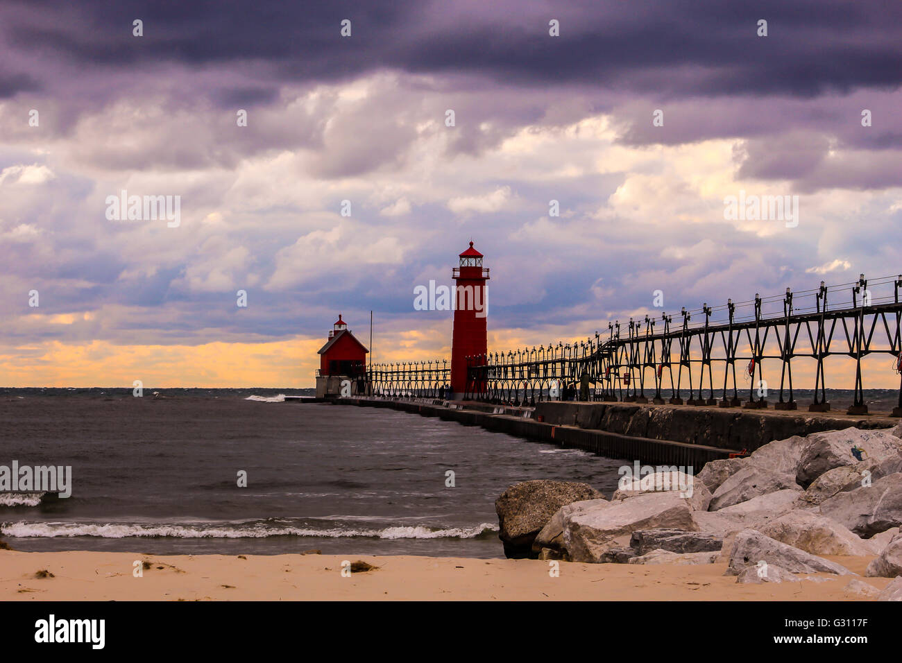 The Grand Haven Lighthouse in Michigan Stock Photo - Alamy