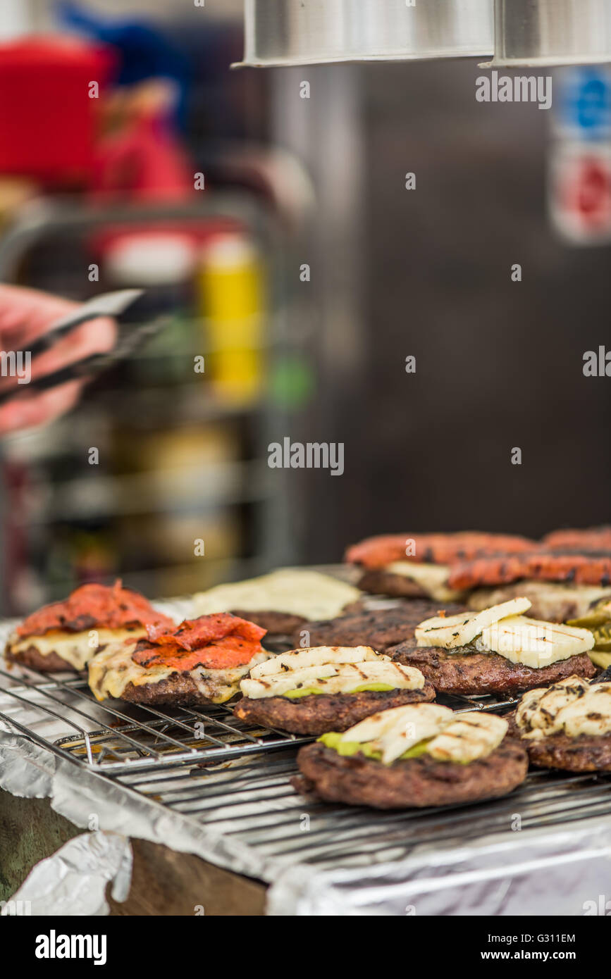 burgers for sale, authentic street food Stock Photo - Alamy