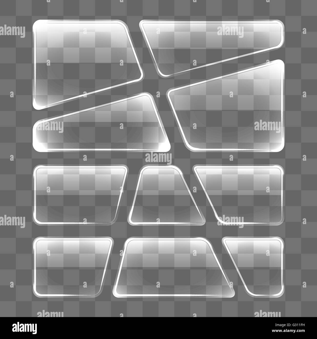 Transparent glass plates set on a gray background Stock Vector Image ...