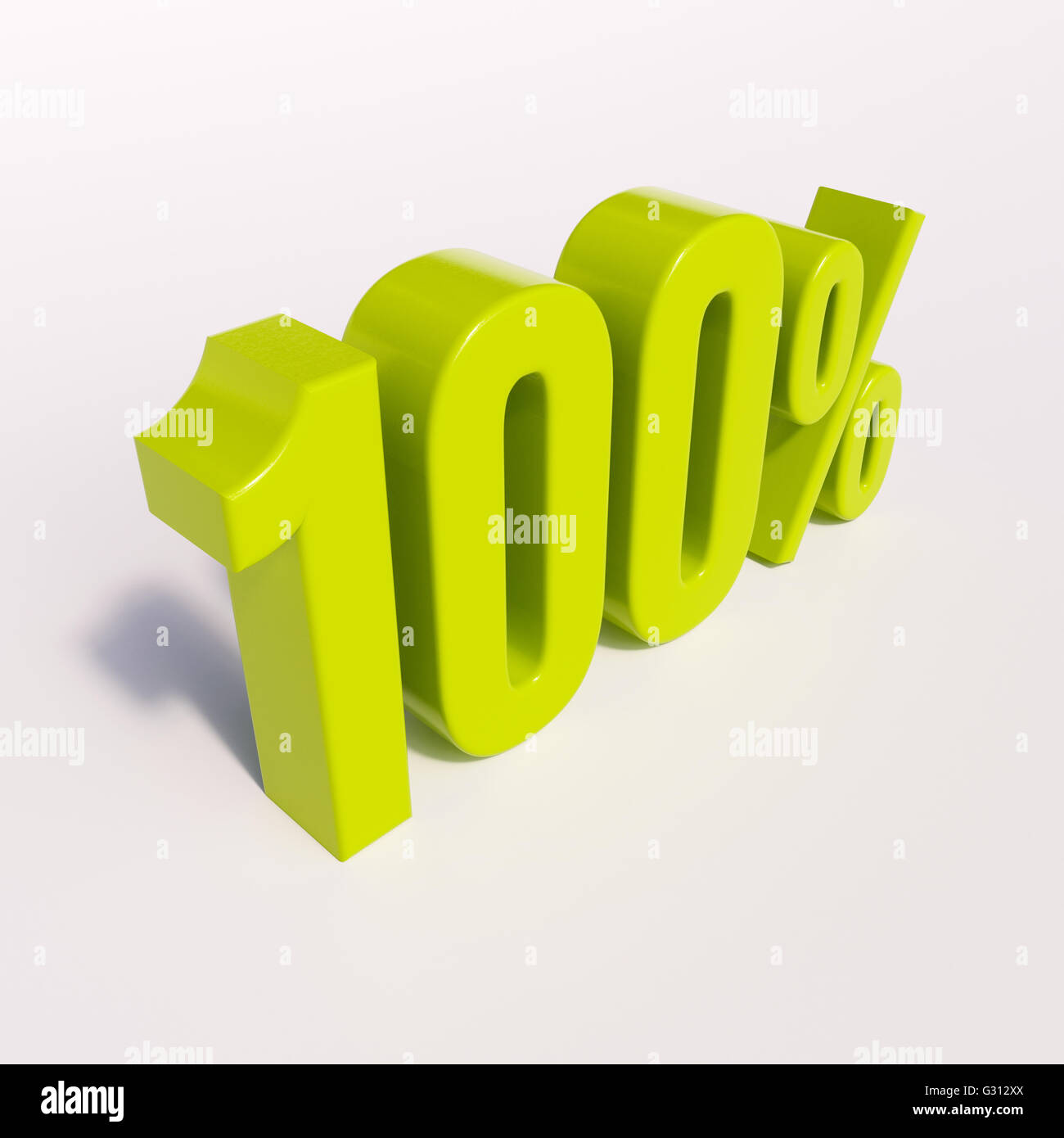 3d Render Green 100 Percent Percentage Discount Sign On White 100