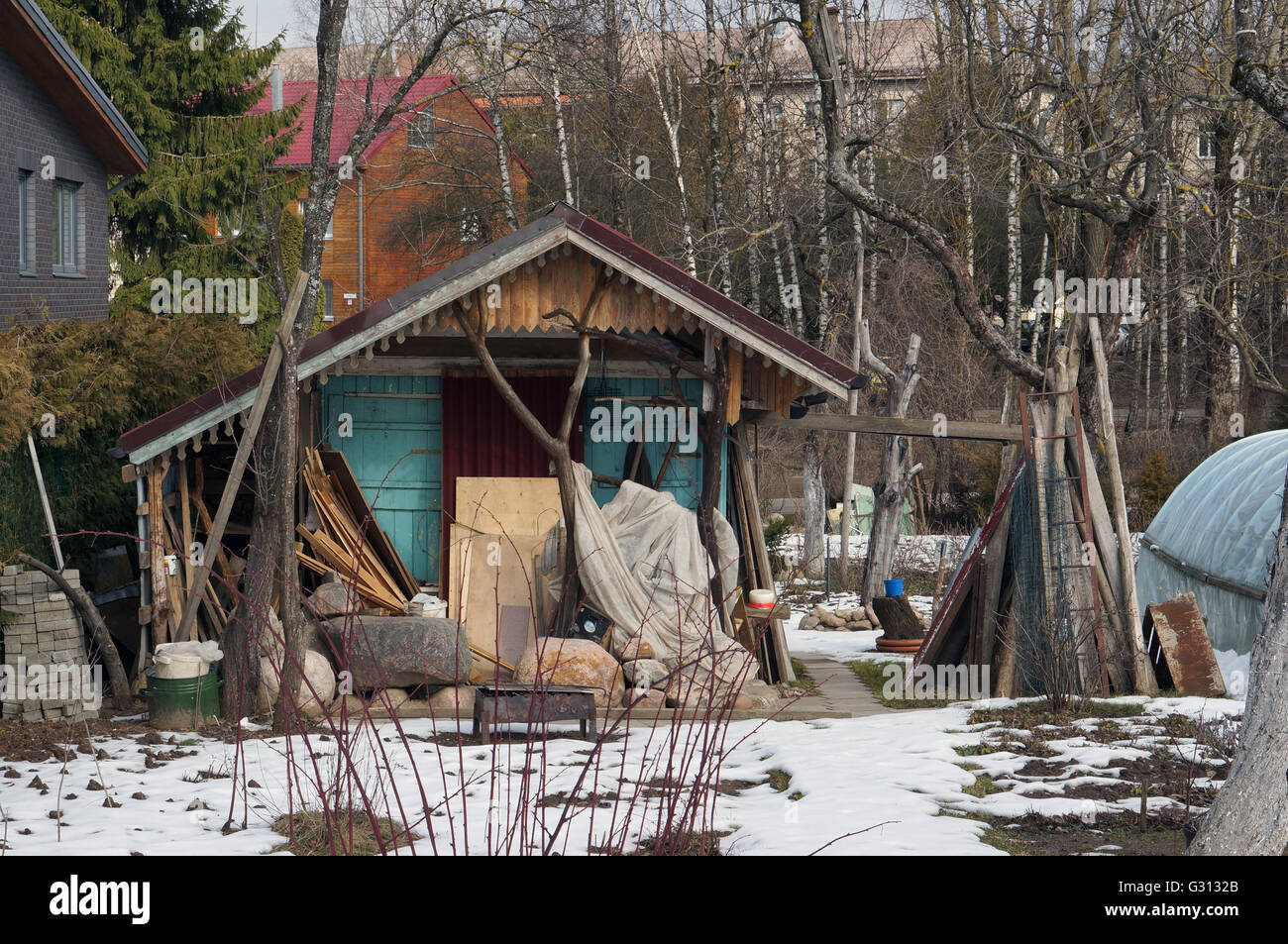 VILNIUS, LITHUANIA - MARCH 05, 2016: The emigrants slum and shed in the ...