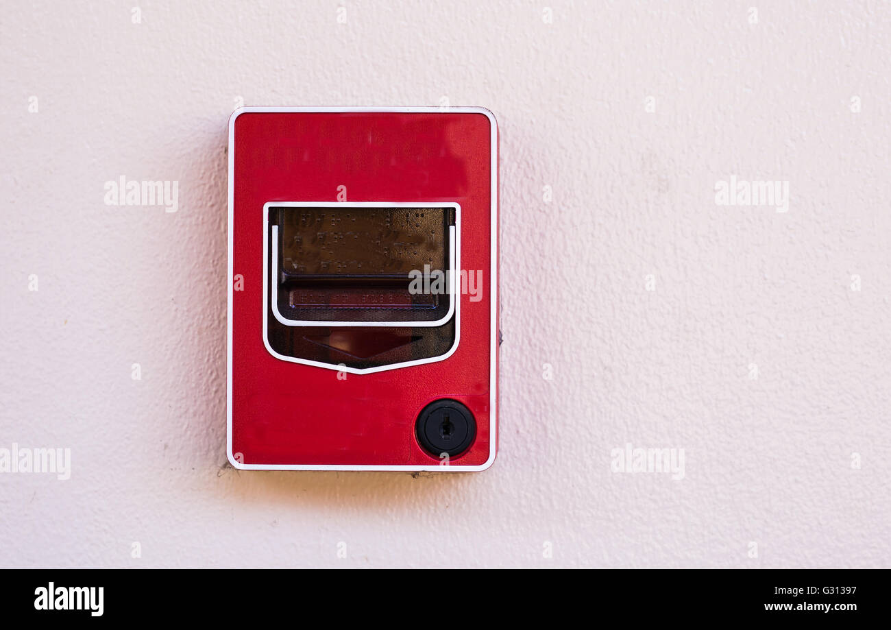 Push button switch fire Stock Photo - Alamy