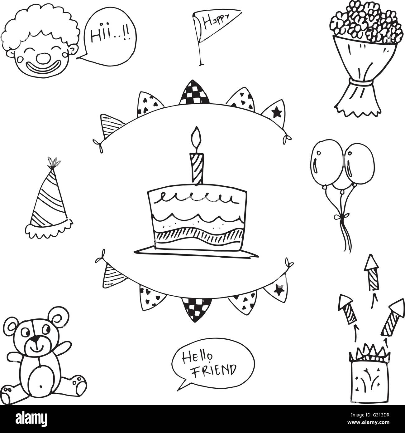 For kids doodle birthday party Stock Vector Image & Art - Alamy