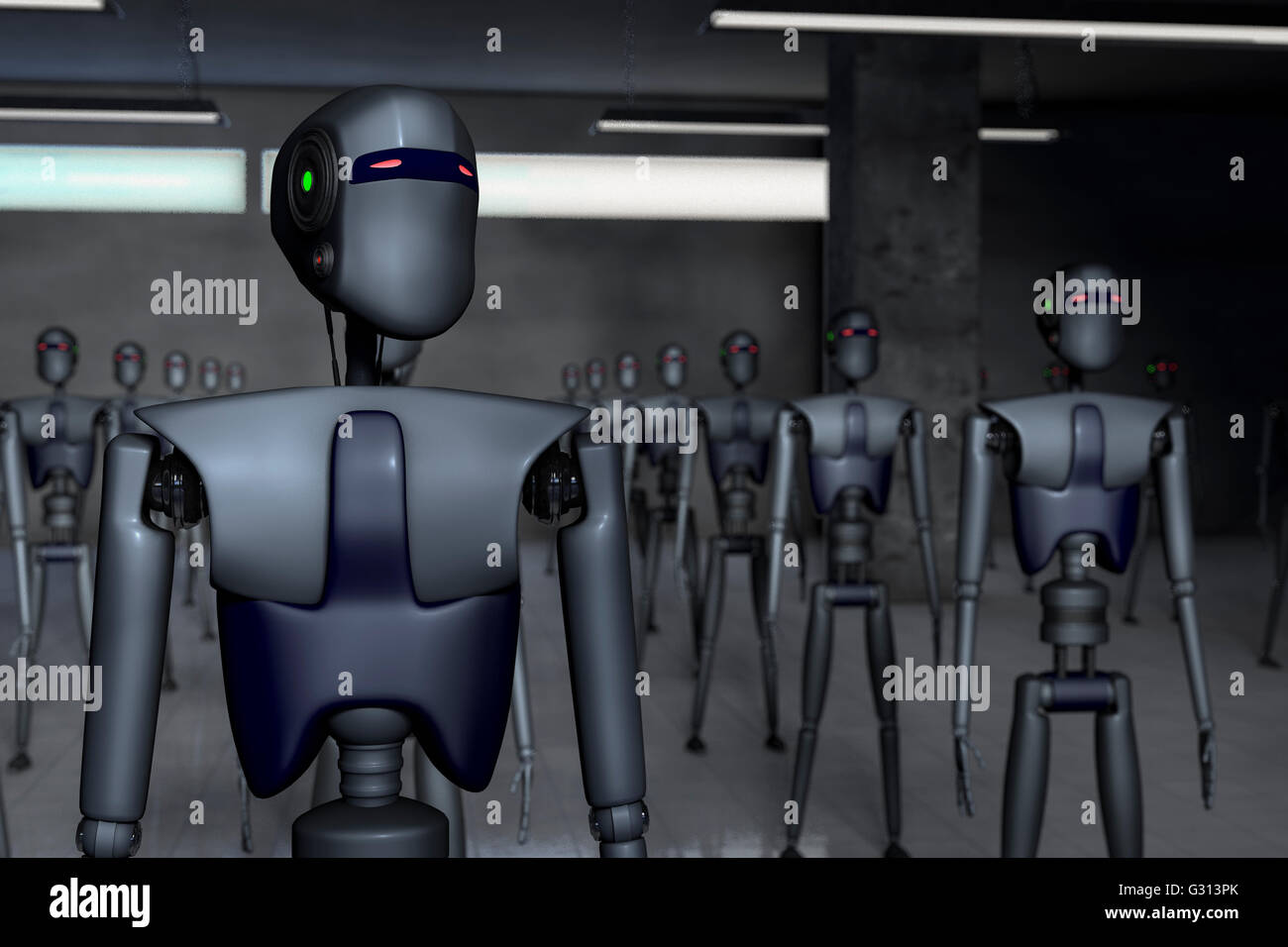 a warehouse full of robots Stock Photo - Alamy