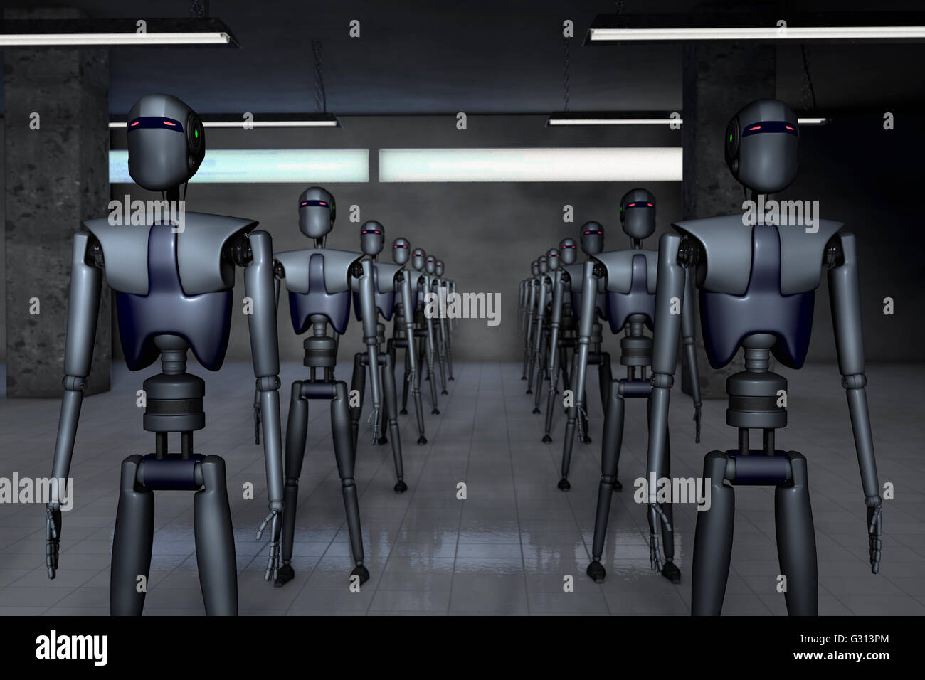 a warehouse full of robots Stock Photo - Alamy
