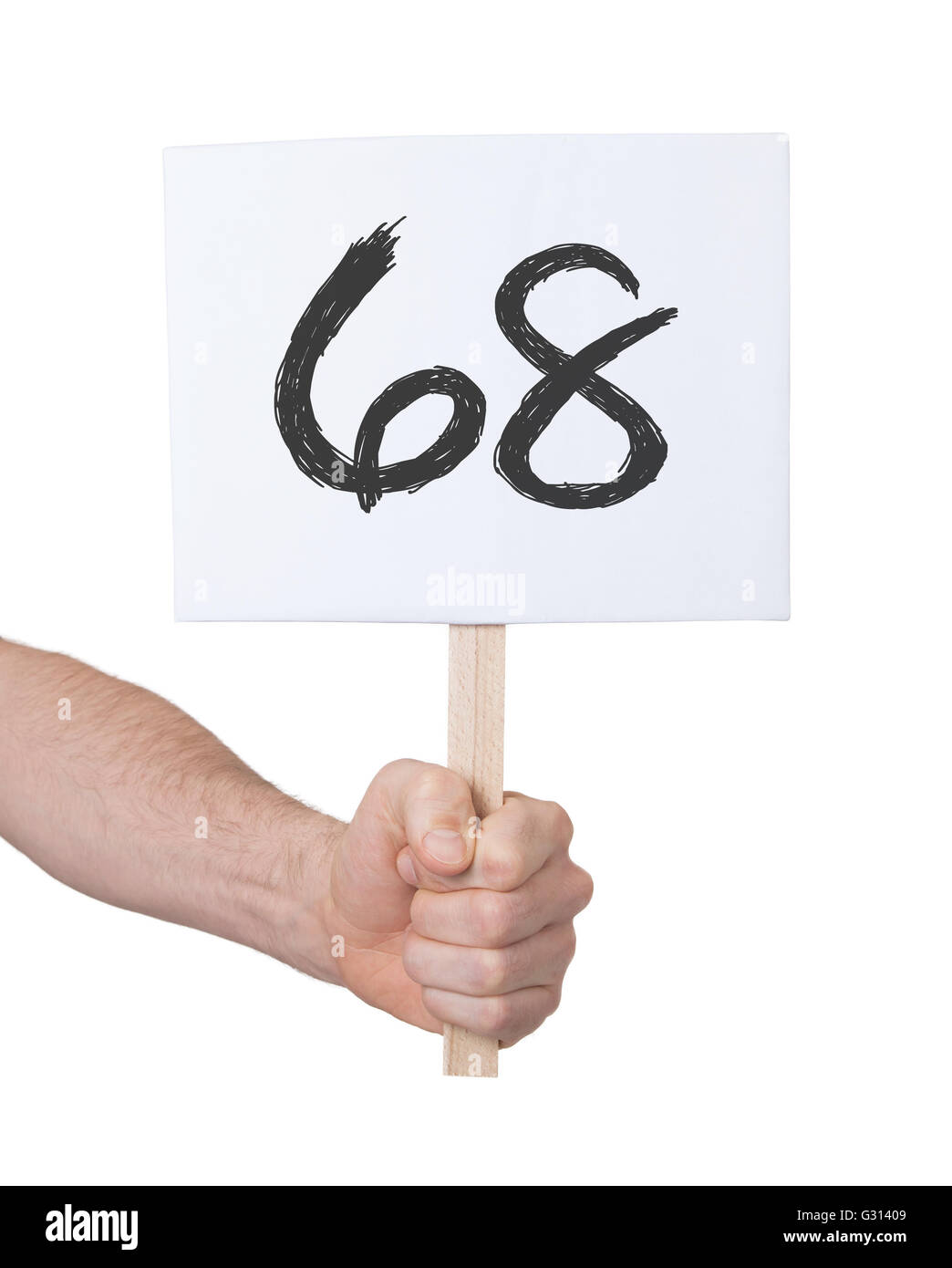 Sign with a number, isolated on white - 68 Stock Photo - Alamy